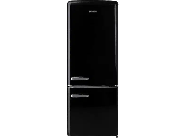 Domo Retro Style Refrigerator: Black Bottom Mount Freezer, 191L